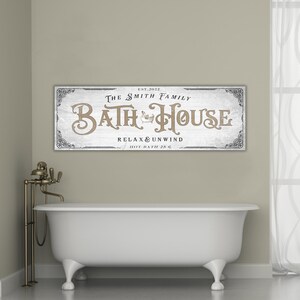 Personalized Bath Sign, Custom Bath House Wall Art, Huge Canvas Print ...