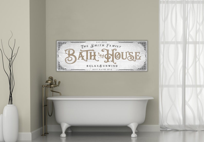 Personalized Bath Sign, Custom Bath House Wall Art, Huge Canvas Print ...