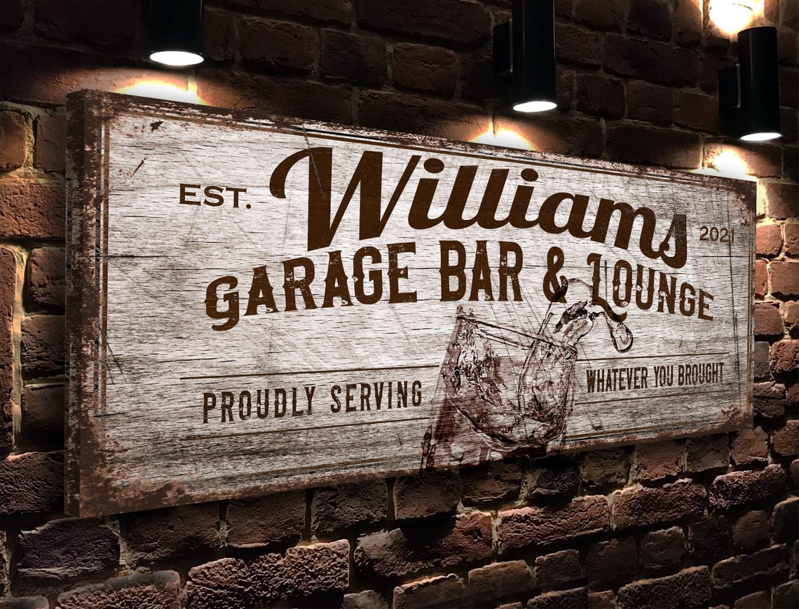 Garage Bar Sign Personalized Custom Garage Bar & Lounge Sign - Etsy