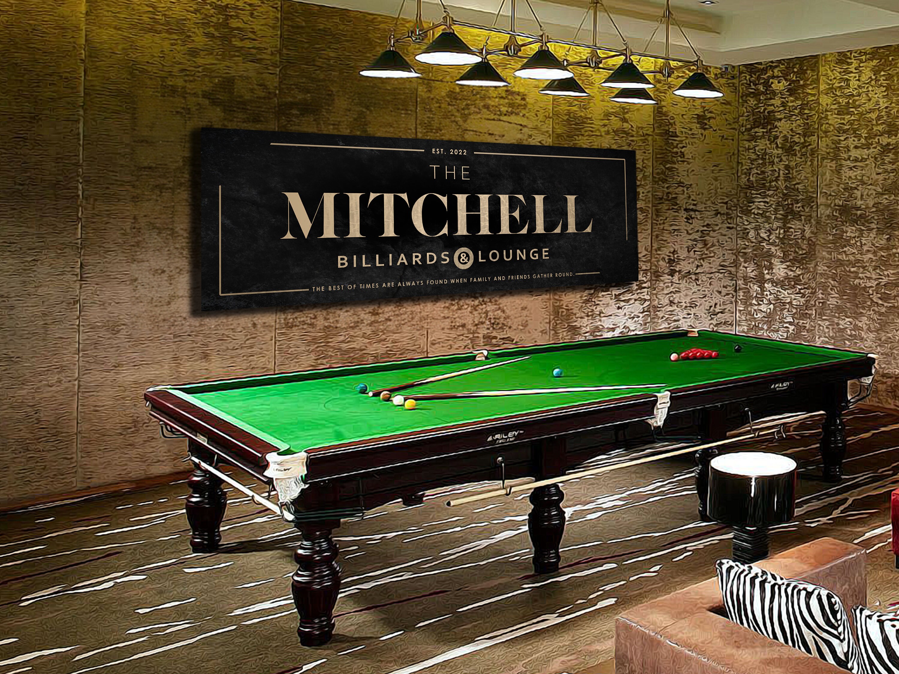 Personalized Billiards Sign, Billiards and Lounge Wall Art, Huge Black ...