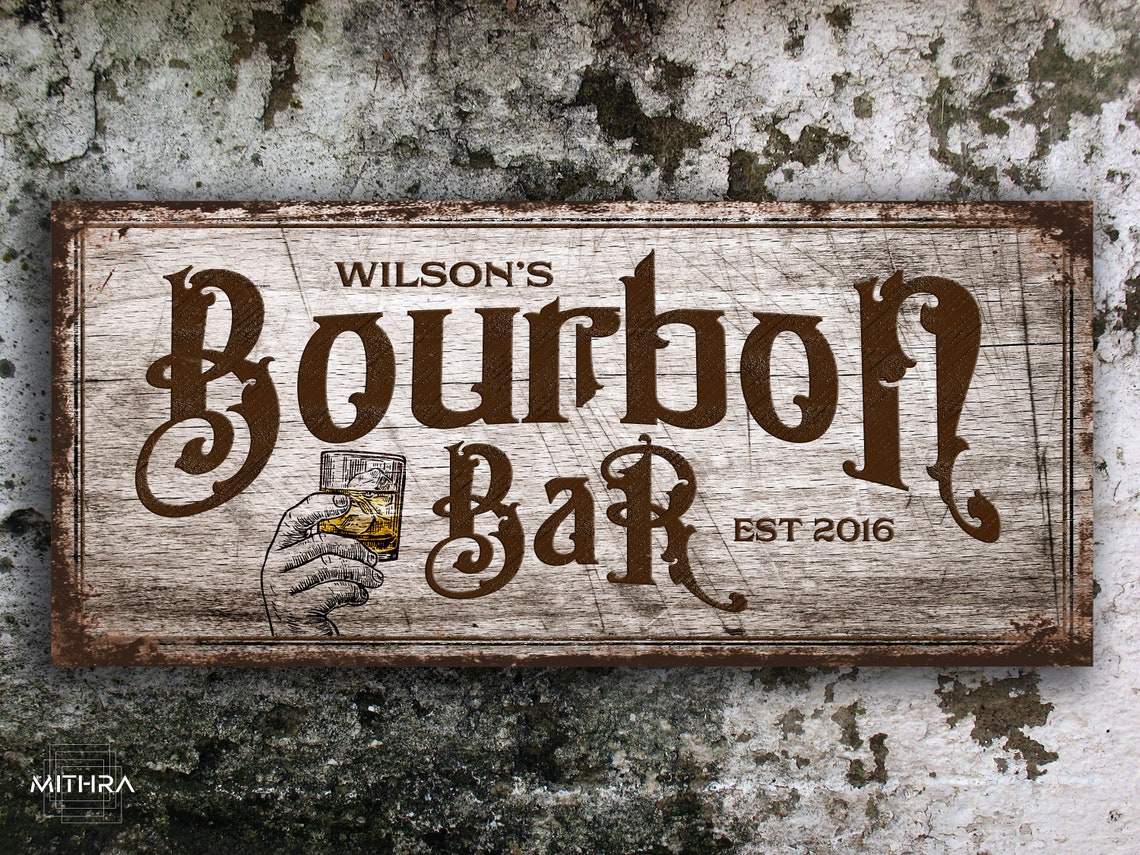 Bourbon Bar Sign Bourbon Pub Wall Hanging Home Bar Décor - Etsy