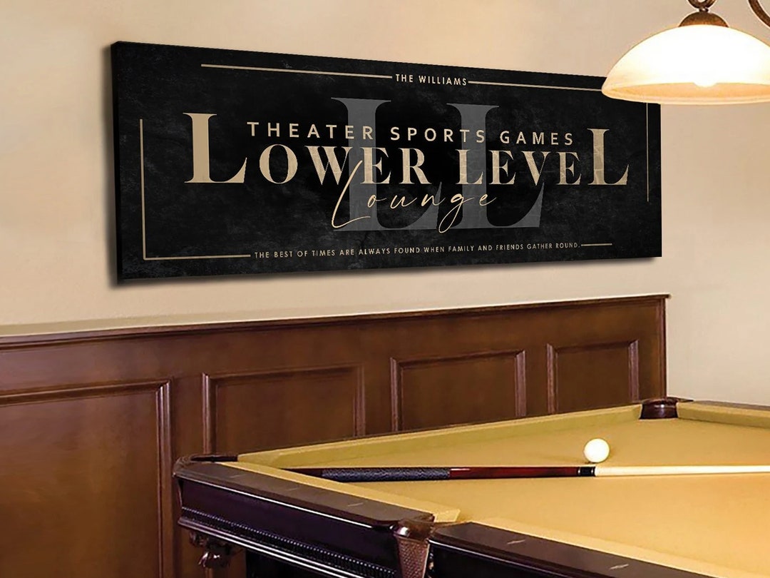Lower Level Lounge Sign, Custom Lower Level Wall Art, Personalized ...