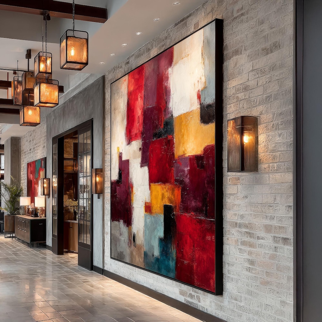 Large Modern Wall Art, Huge Abstract Black Framed Canvas Print, Extra ...