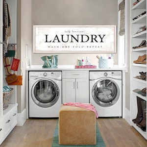 Laundry Self Service Sign, Modern Rustic Farmhouse Sign, Wash Dry Fold ...