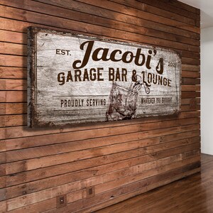Garage Bar Sign Personalized, Custom Garage Bar & Lounge Sign, Basement ...