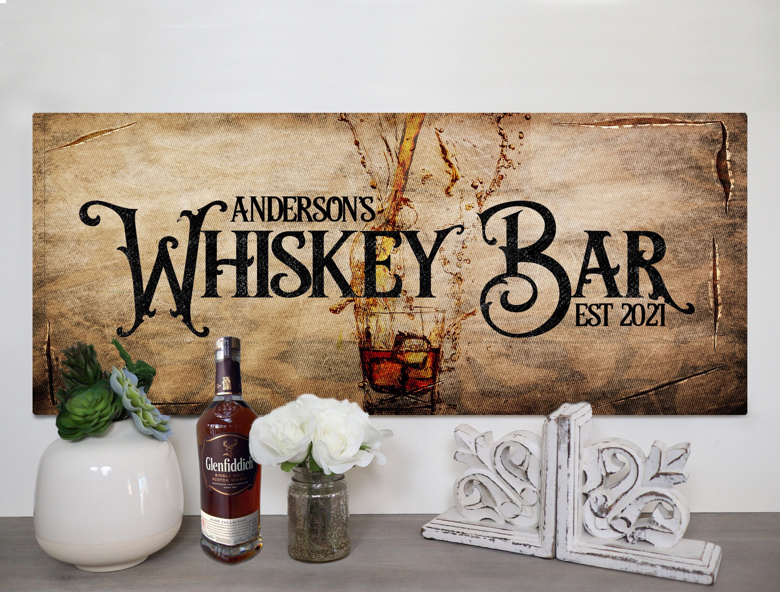 Custom Whiskey Bar Sign Personalized Bourbon Pub Wall - Etsy