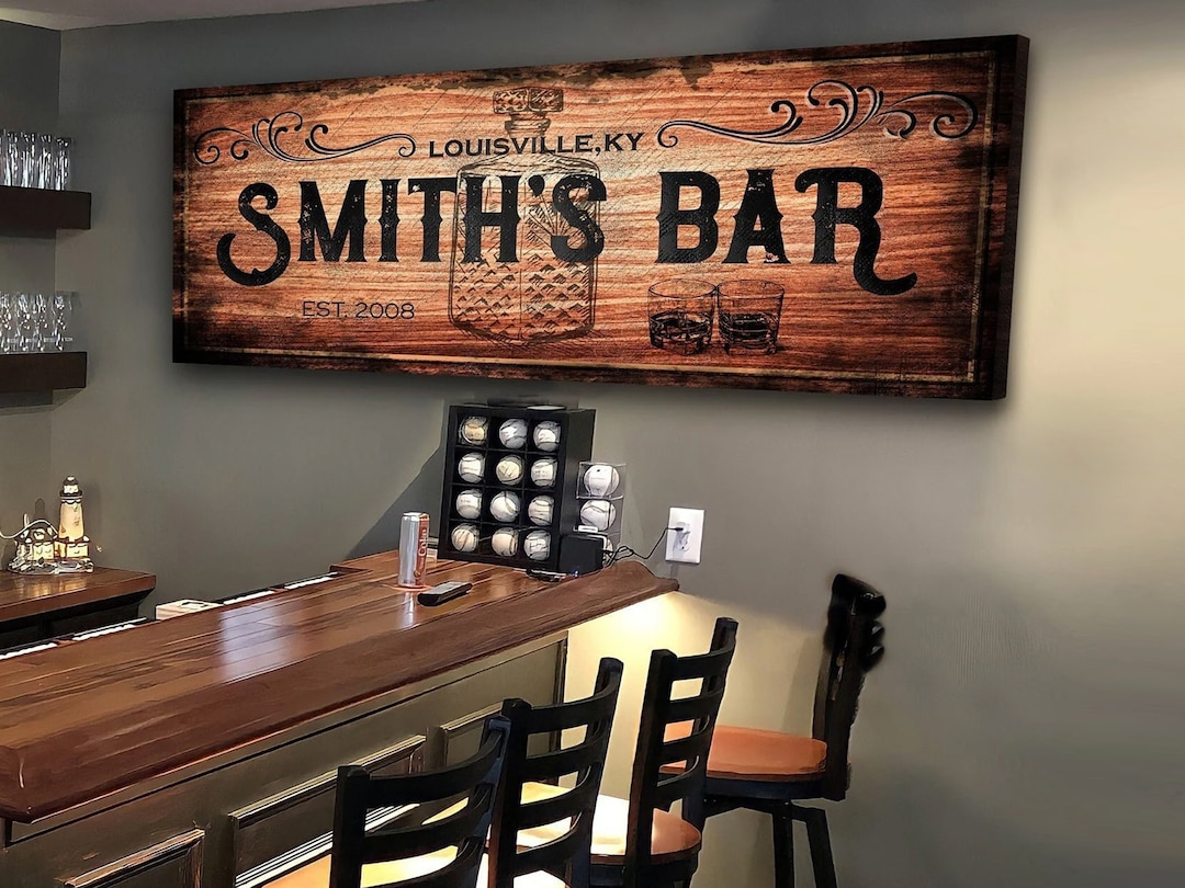 Personalized Bar Sign, Basement Bar and Lounge Sign, Custom Bar Wall ...
