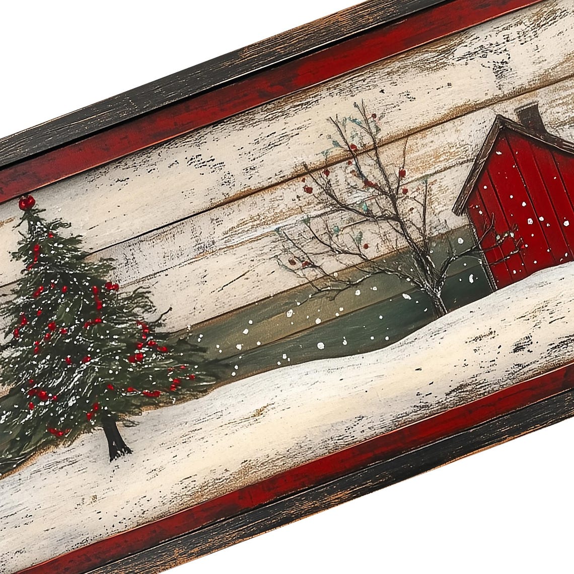 Vintage Christmas Farmhouse Wall Art, Cute Winter Christmas Rustic ...