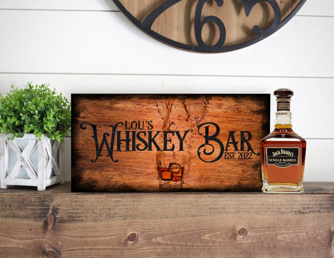 Custom Whiskey Bar Sign Personalized Bourbon Pub Wall - Etsy