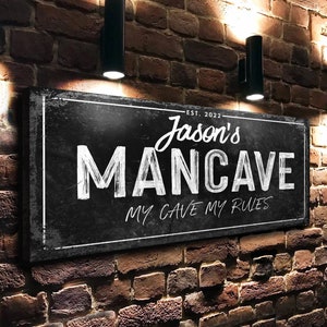 Man Cave Sign, Personalized Man Cave Sign, Custom Mancave Wall Art ...
