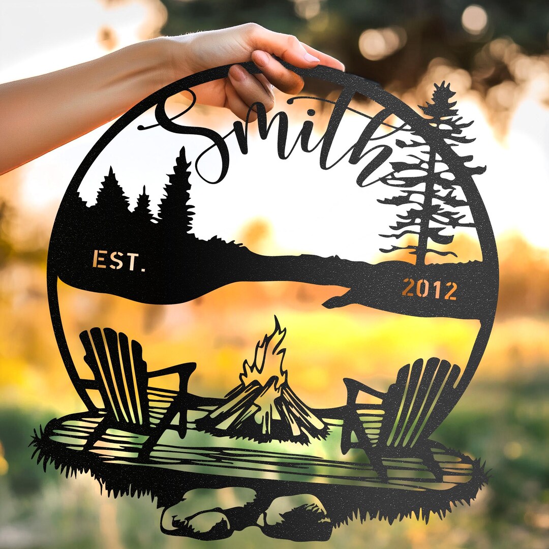 Personalized Outdoor Campfire Metal Sign, Custom Outdoor Fire Pit Sign ...