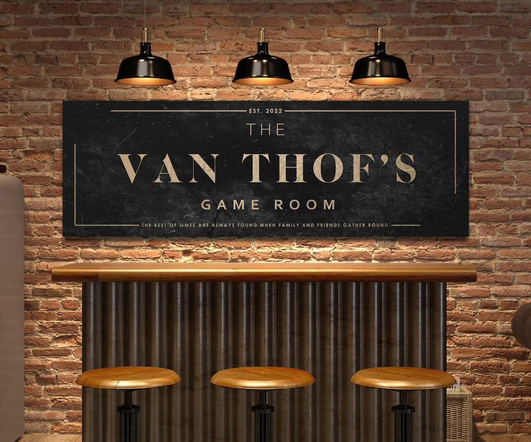 Custom Game Room Sign Huge Black Canvas Wall Art - Etsy