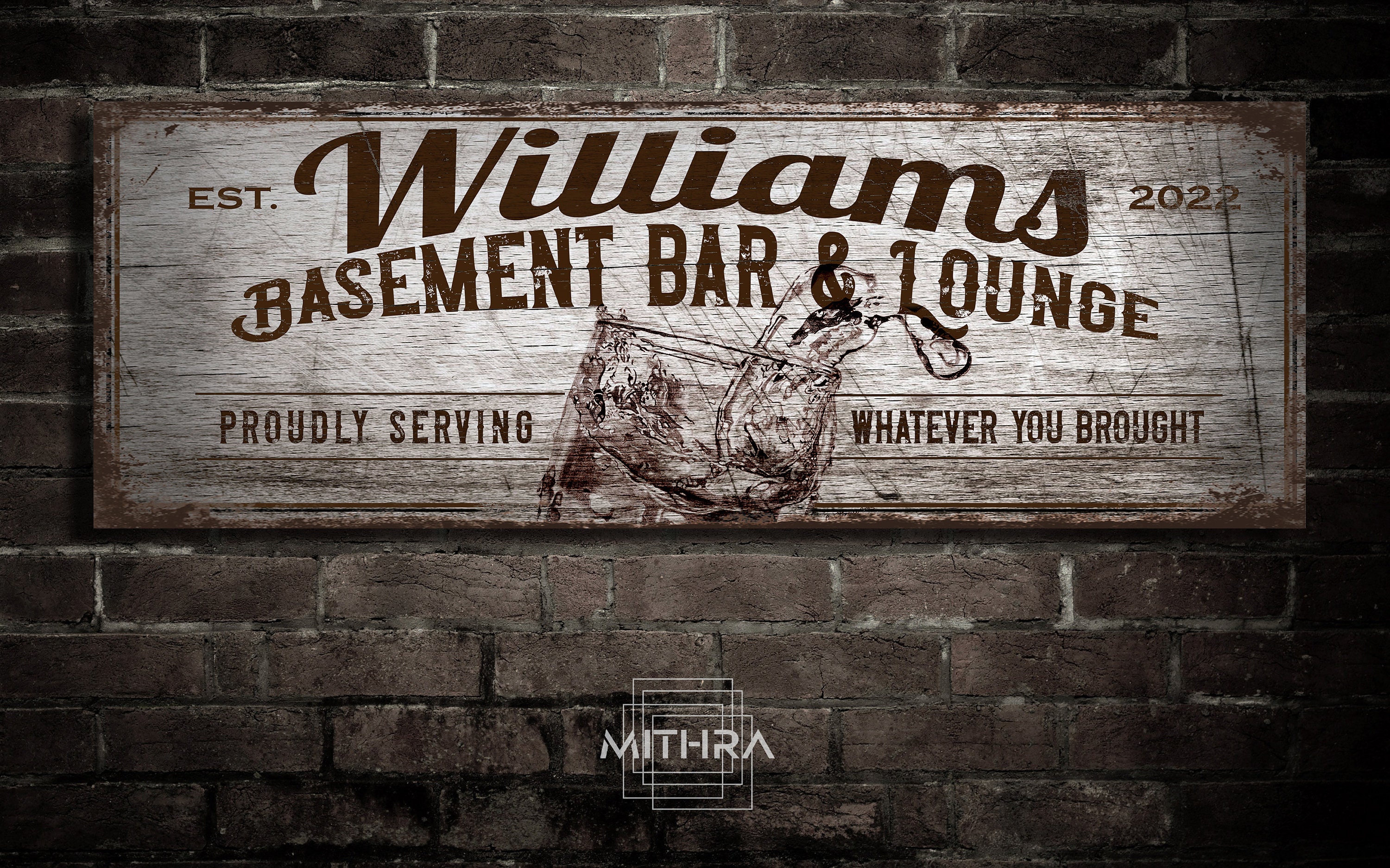 Personalized Basement Bar Sign, Custom Bar Sign, Vintage Bar Sign ...