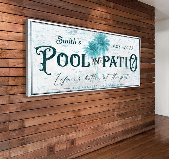 Personalized Pool and Patio Sign Poolside Wall Art Family - Etsy