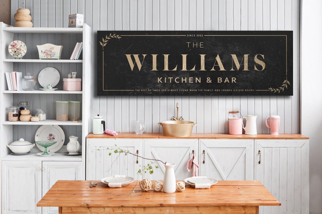 Custom Kitchen and Bar Sign, Large Canvas Kitchen Wall Art, Kitchen ...