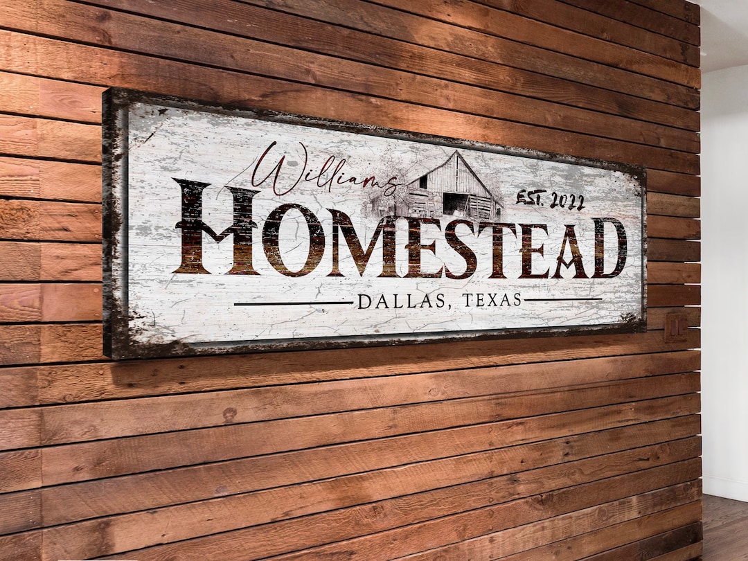 Rustic Homestead Sign, Personalized Homestead Wall Hanging, Custom ...