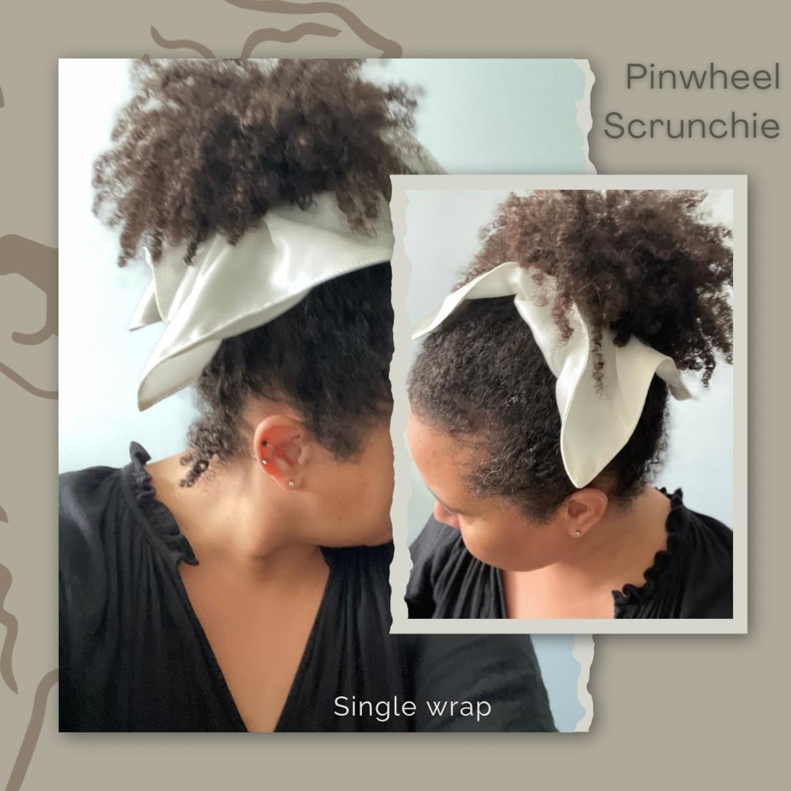 Pinwheel Silk Scrunchie, Oversized Flower Scrunchie, Large Square ...