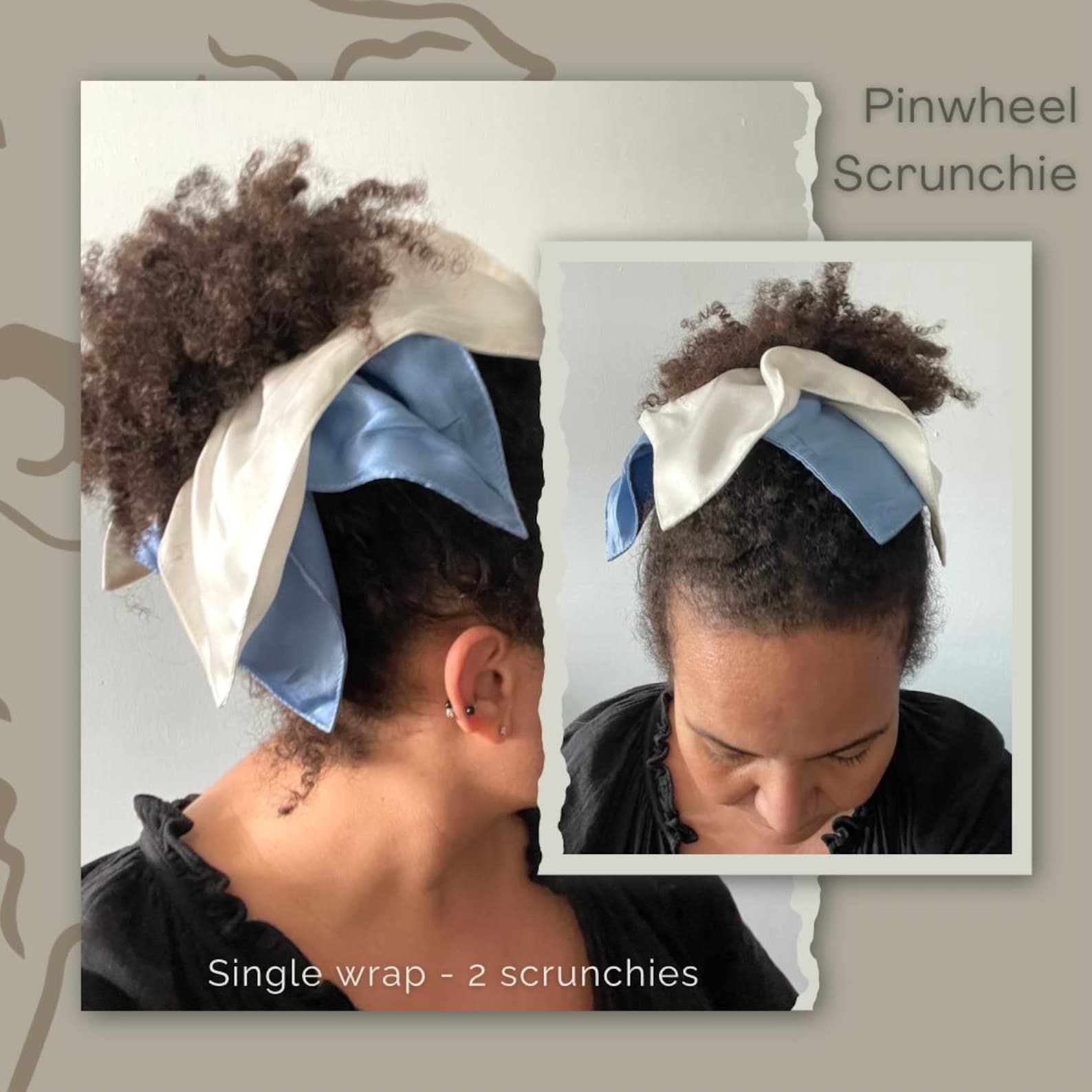 Pinwheel Silk Scrunchie, Oversized Flower Scrunchie, Large Square ...
