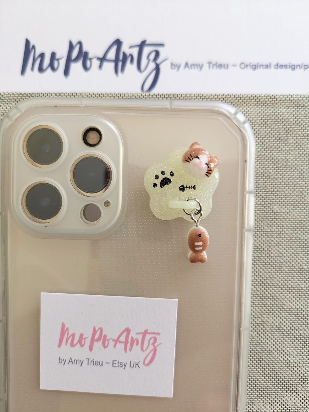 Kawaii Cat Phone Charm Hook: Dangly Fish, Yellow Star - Etsy