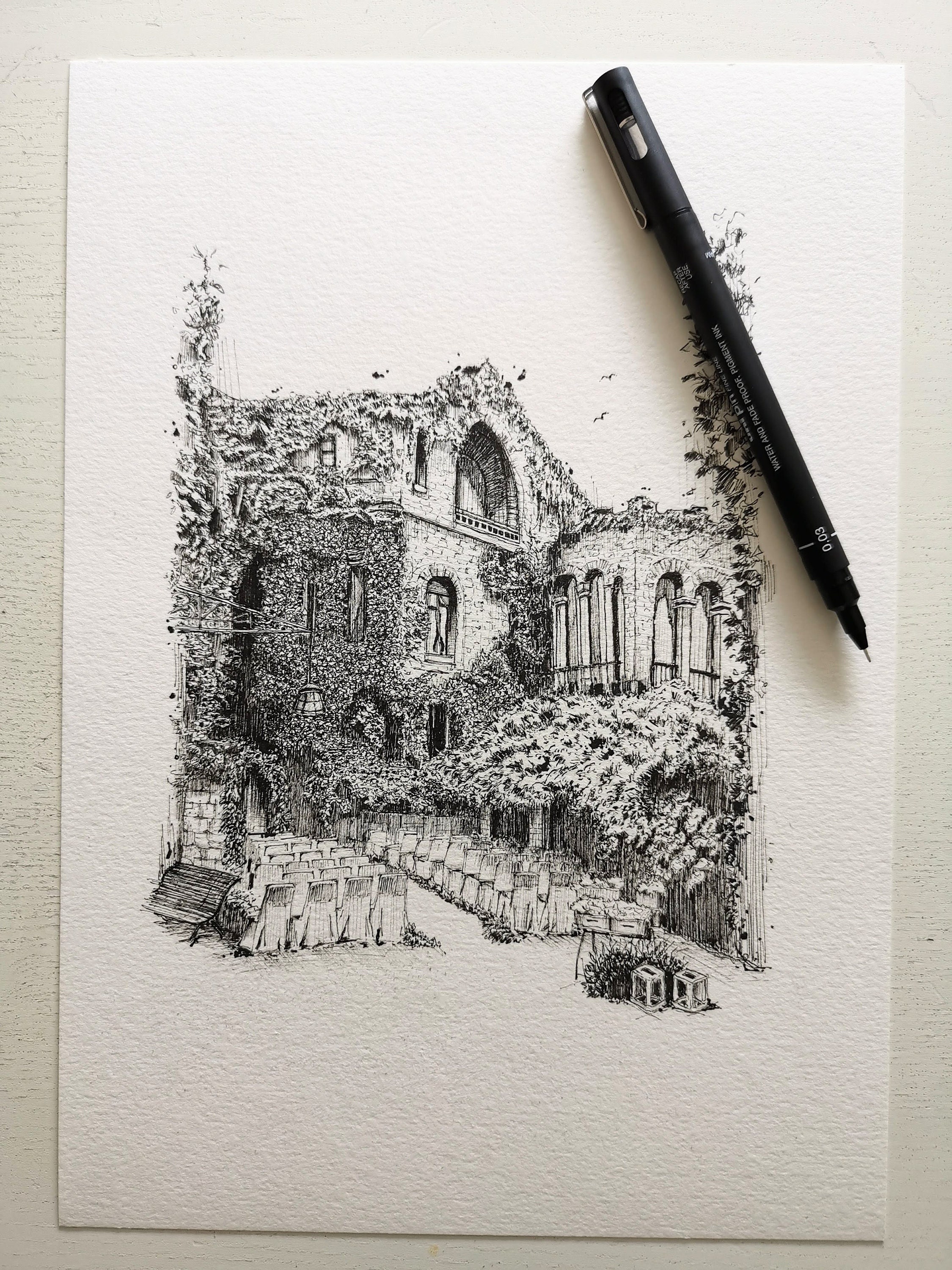 Custom House Portrait: Original Pen & Ink Building Sketch - Etsy
