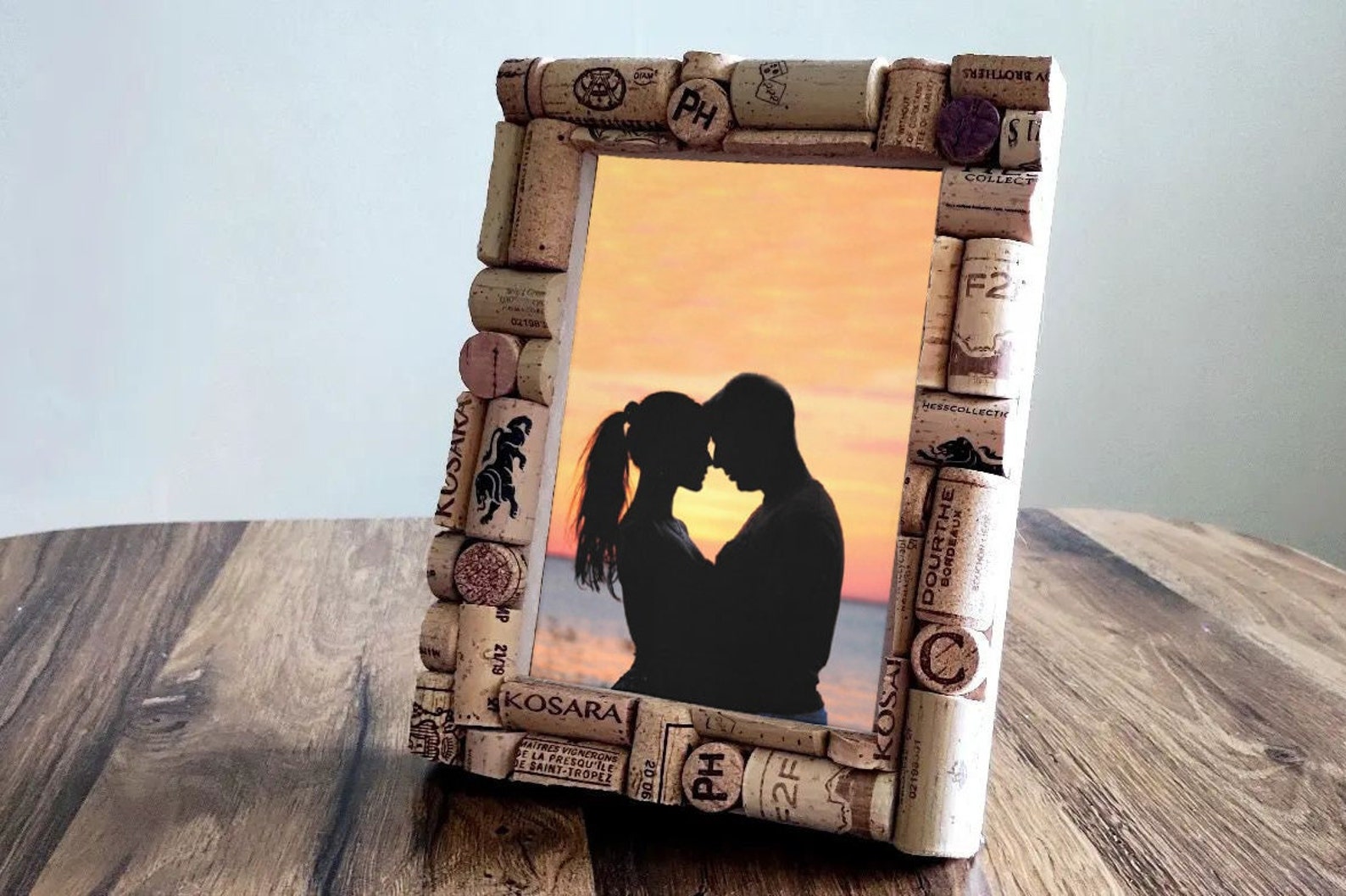 Wine Cork Picture Frame 5x7 | Rustic Photo Frame | Handmade Wood Frame ...