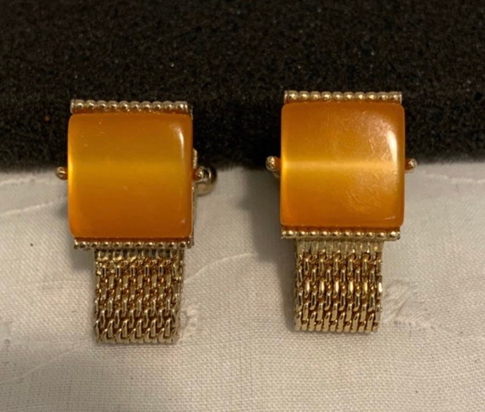 Vintage Swank Men’s Fold Over Mesh Cufflinks Gold Tone With Gold ...