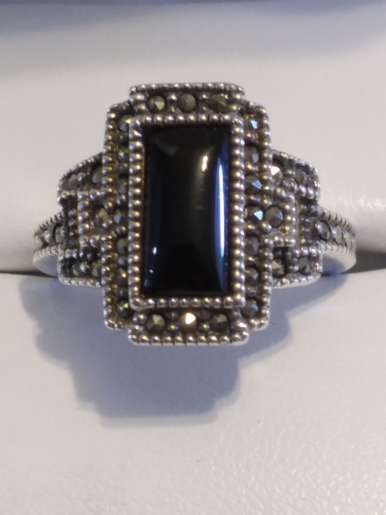 Vintage Judith Jack Sterling Silver Ring With Black Onyx and - Etsy