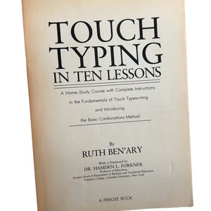 Touch Typing in 10 Lessons Instruction Book by Ruth Benary - Etsy
