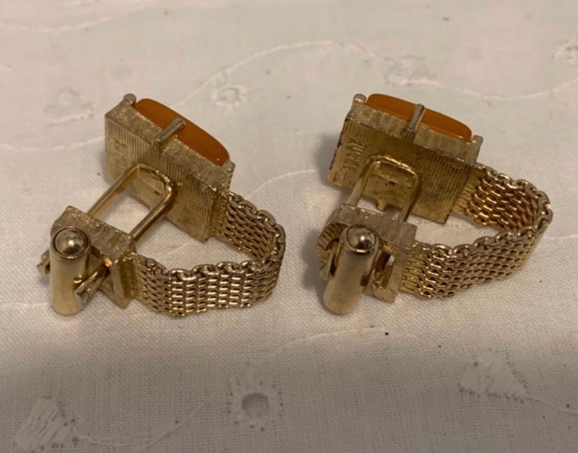 Vintage Swank Men’s Fold Over Mesh Cufflinks Gold Tone With Gold ...