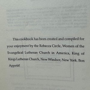 King of Kings Lutheran Church Cookbook New Windsor NY Orange County ...