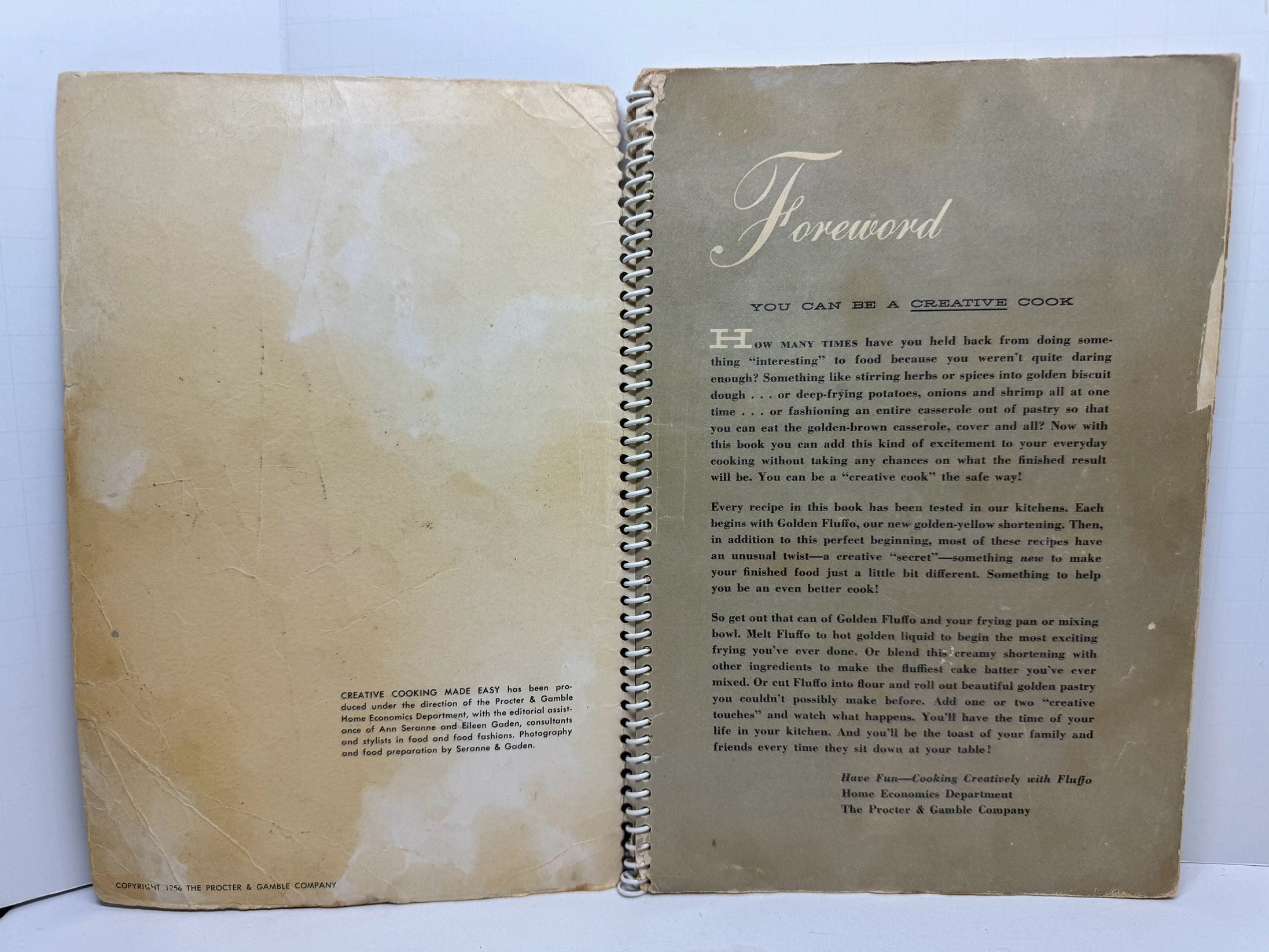 Creative Cooking Cookbook Recipe Book Vintage 1956 Proctor and Gamble ...