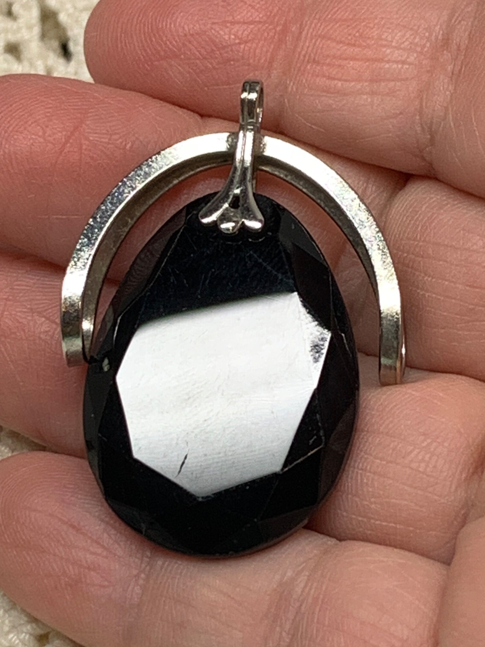 Vintage Black Glass Intaglio Cameo Oval Pendant Circa 1970s - Etsy