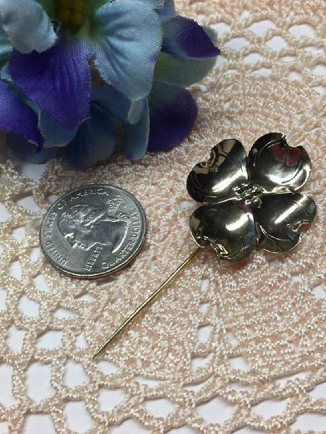 Stuart Nye Sterling Silver Dogwood Flower Stickpin Brooch Pin Vintage ...