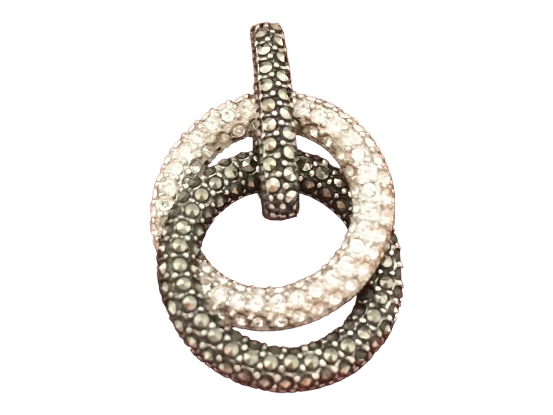 Judith Jack Sterling Silver Marcasite Pendant on 18" Silver Plated ...