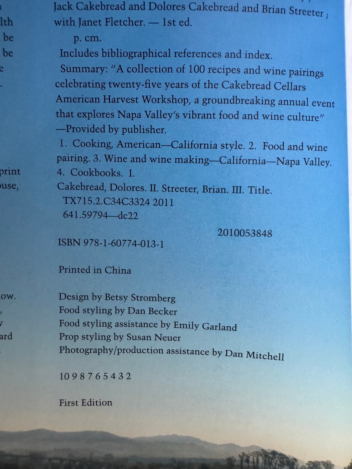 The Cakebread Cellars American Harvest Cookbook Celebrating Wine Food ...