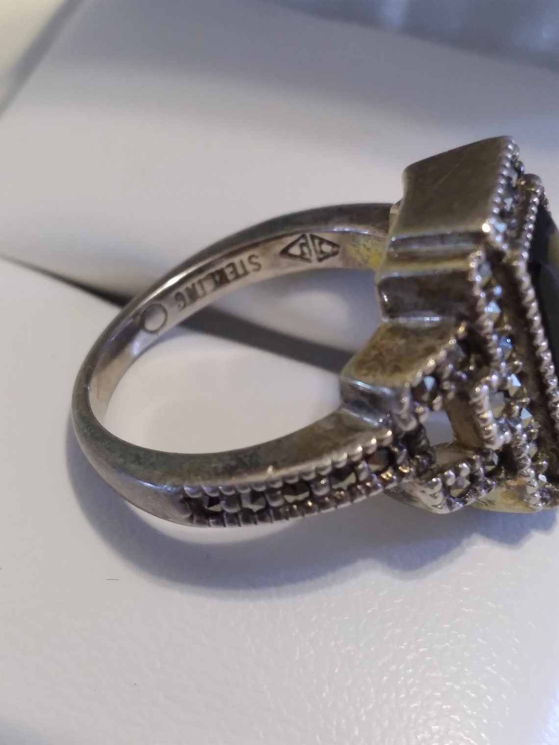 Vintage Judith Jack Sterling Silver Ring With Black Onyx and - Etsy