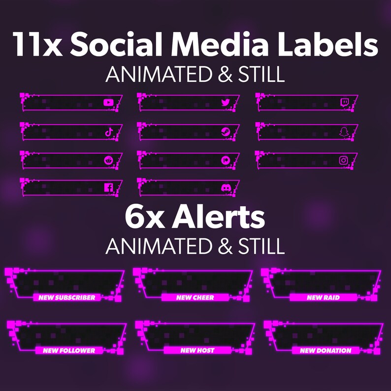 Twitch Stream Overlay Package Animated Stream Graphics Etsy