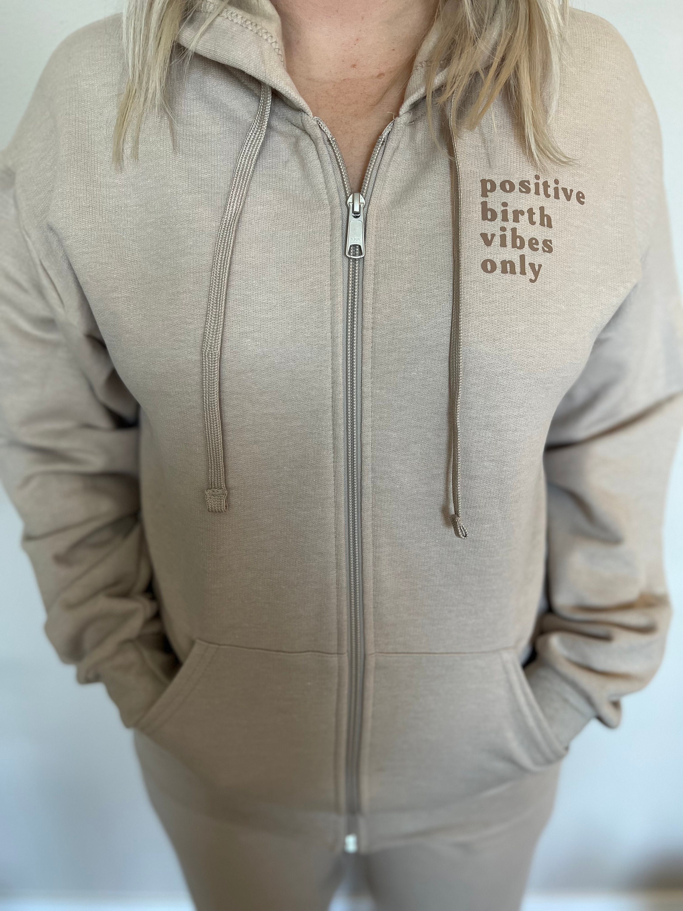 Positive Birth Vibes Zip-up Hoodie | Birthworker Doula Midwife Mama ...