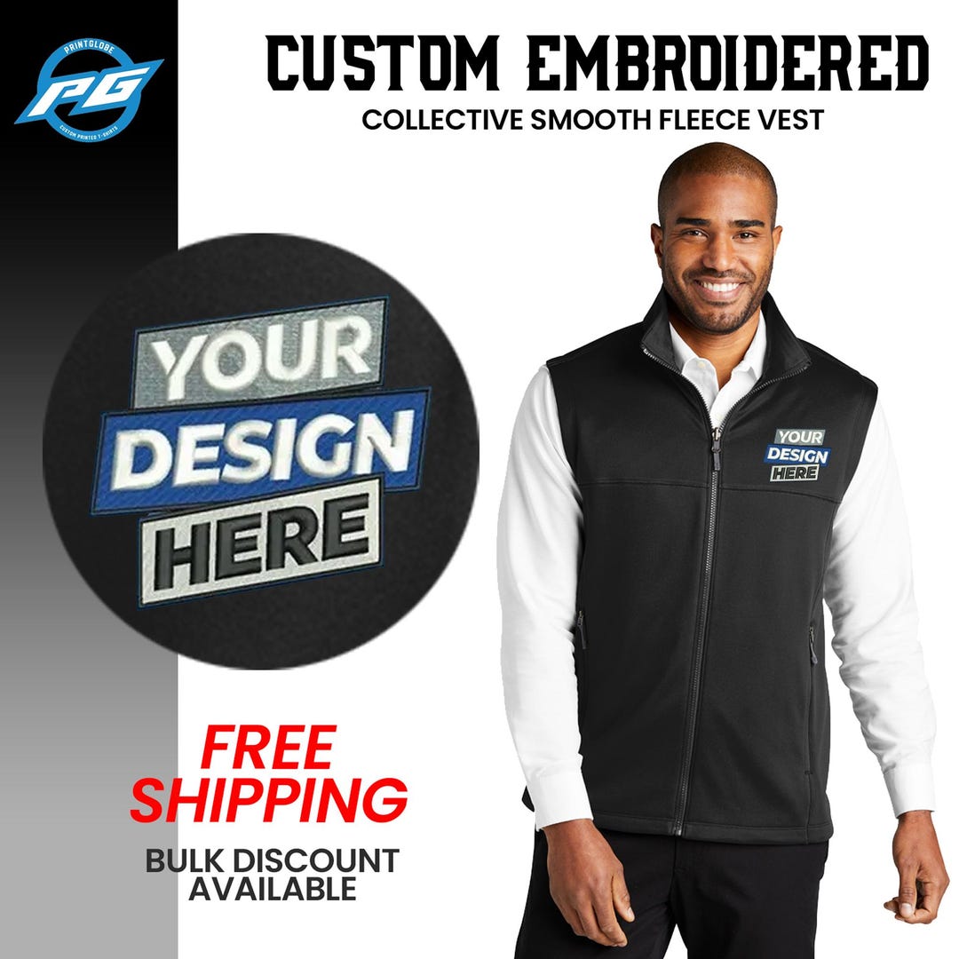 Port Authority® Custom Embroidered Vest Custom Fleece Vest Jacket Men's ...