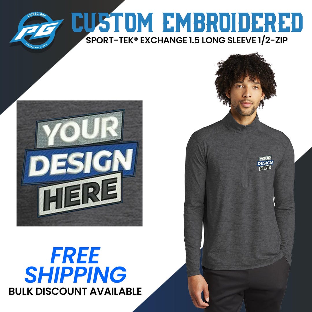 Custom 1/2-zip Custom Embroidered Half Zip Sweatshirt, Monogram Half ...