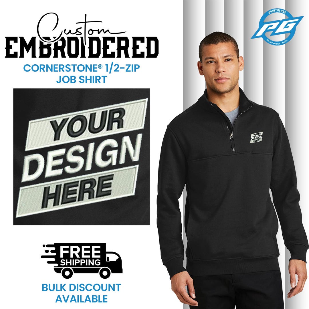 Cornerstone 1/2-zip Job Shirt Custom Embroidered Zip-up Pullover ...
