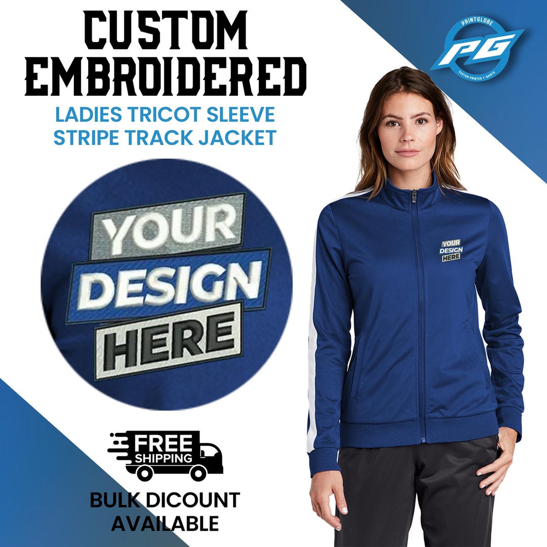 Custom Ladies Stripe Jacket | Custom Embroidered Zip up | Custom Track ...