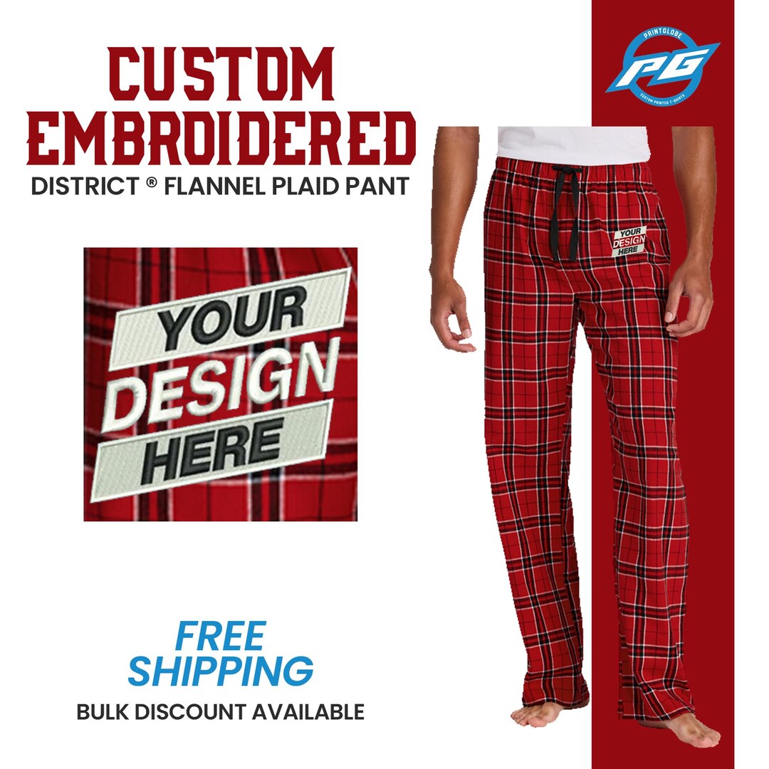 District® Flannel Plaid Pant, Custom Flannel Pants, Custom Embroidered ...