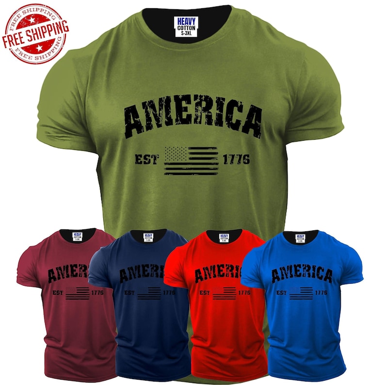 USA 1776 Distressed Flag Men's T-shirt Patriotic American Gift Tee S ...