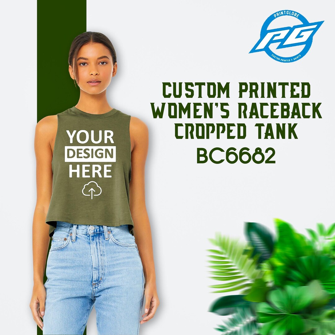 BELLA+CANVAS ® Custom Tank Top, Personalized Women Racerback, Customize Cropped Tank, Print on ...