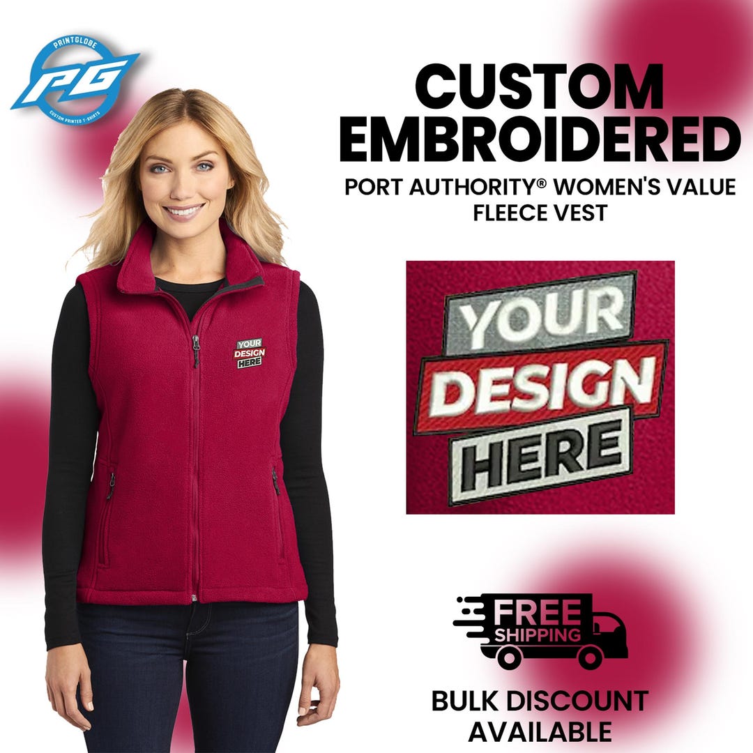 Custom Embroidered Vest, Custom Ladies Fleece Vest, Monogrammed Vest ...