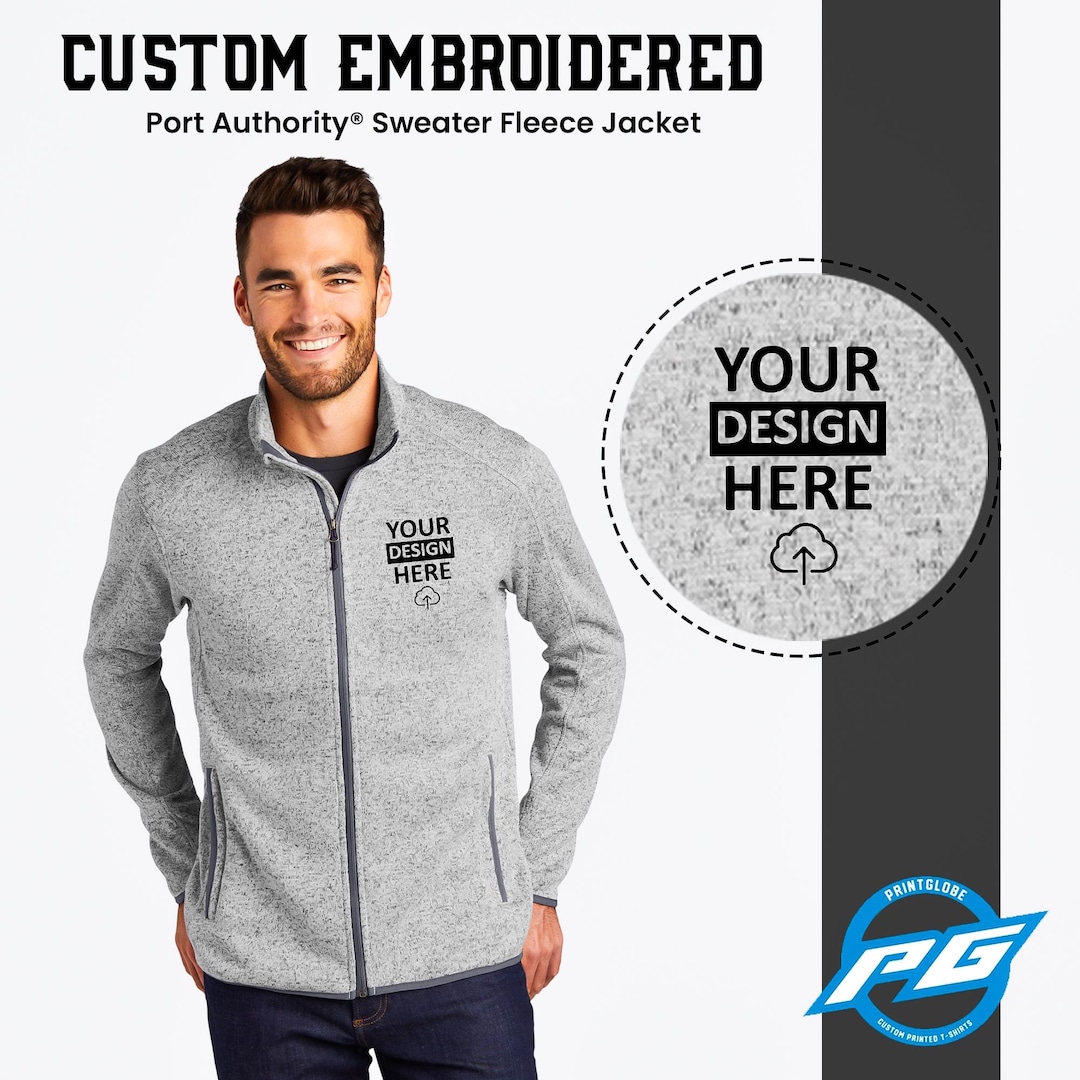 Custom Embroidered Sweater Fleece Full-zip Jacket Port Authority F232 ...