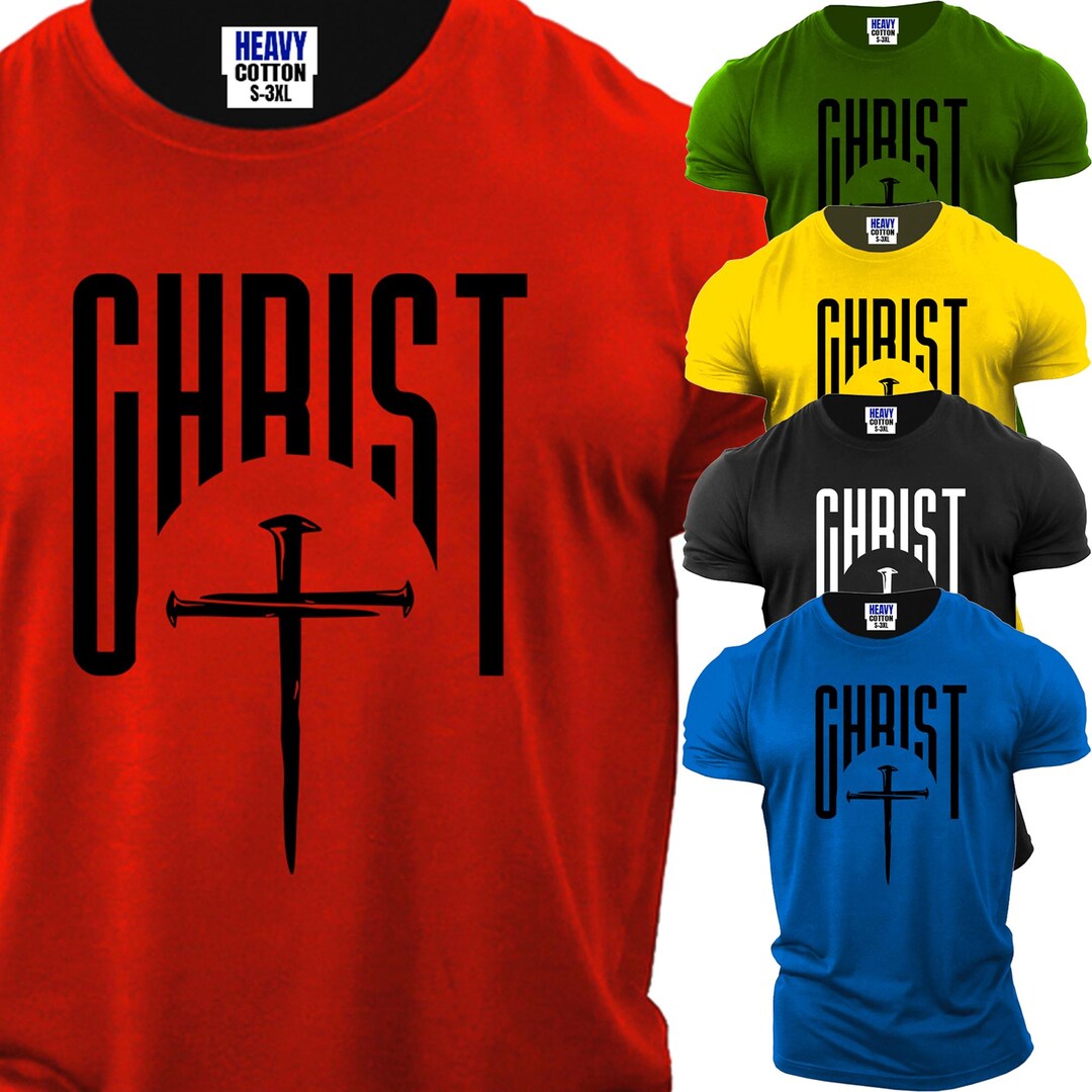 Men's Bold Christian Cross Nail Graphic T-shirt Faith Religious New ...