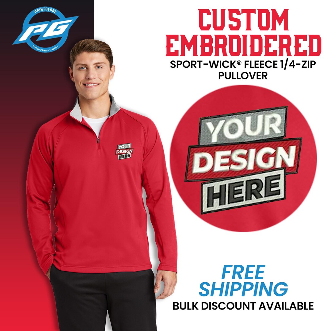 Custom Embroidered 1/4 Zip Pullover | Personalized Quarter Zip | Custom ...
