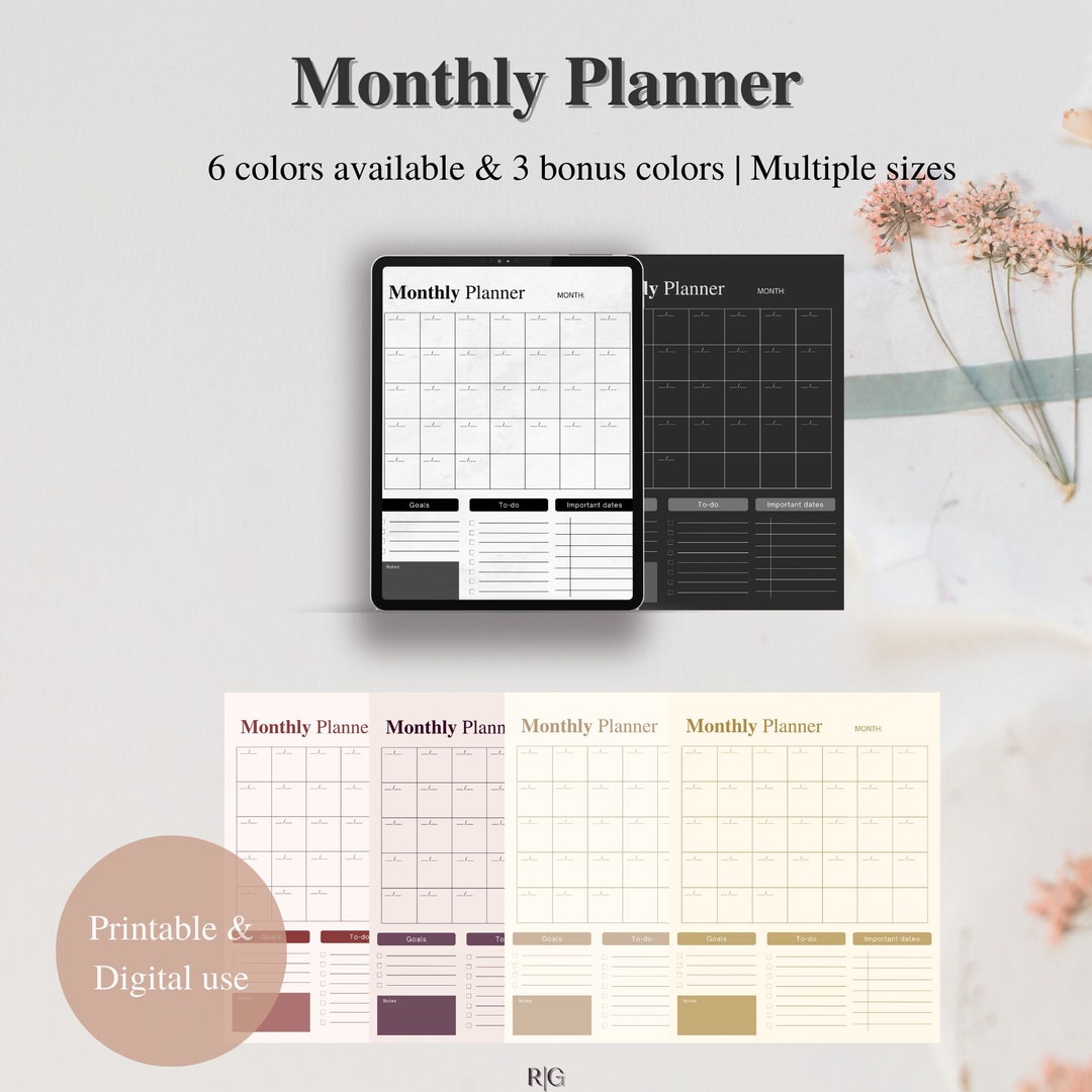 Monthly Planning Template, Planner Pages Printable, Digital Planner ...